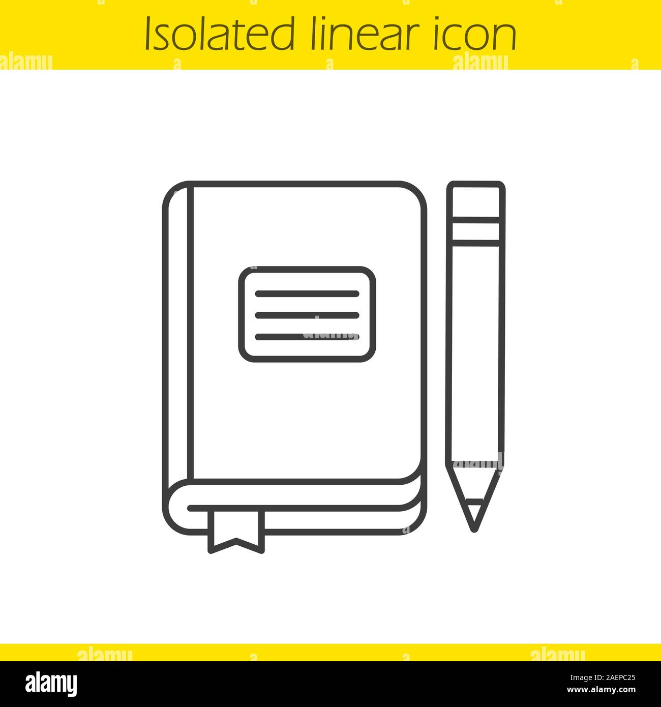 Diary notebook linear icon. Thin line illustration. School journal with ...