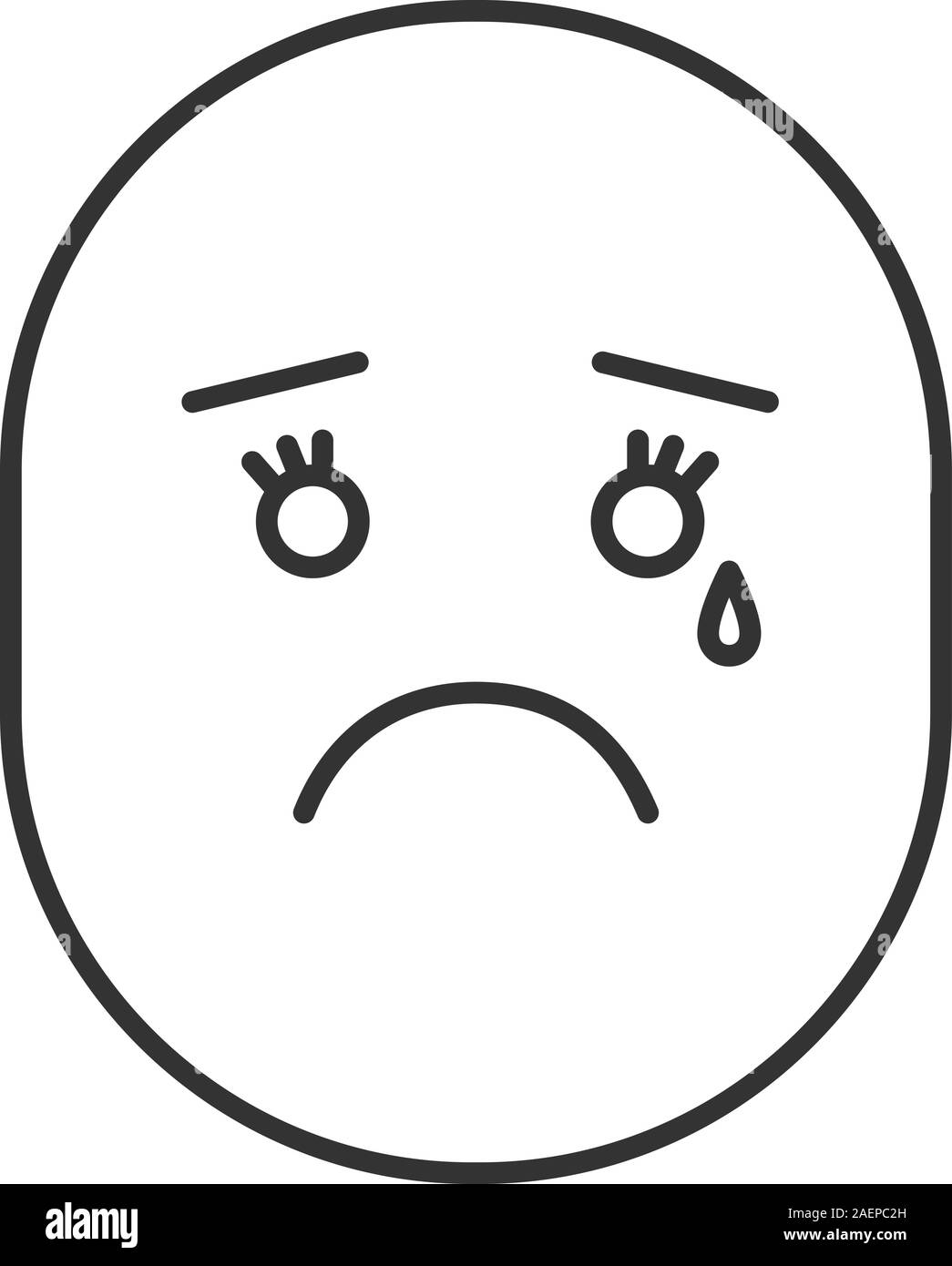 Teary smile linear icon. Thin line illustration. Crying face. Contour ...