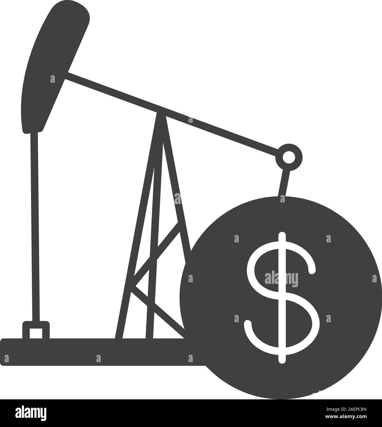 Oil trade glyph icon. Silhouette symbol. Oil derrick with dollar sign ...