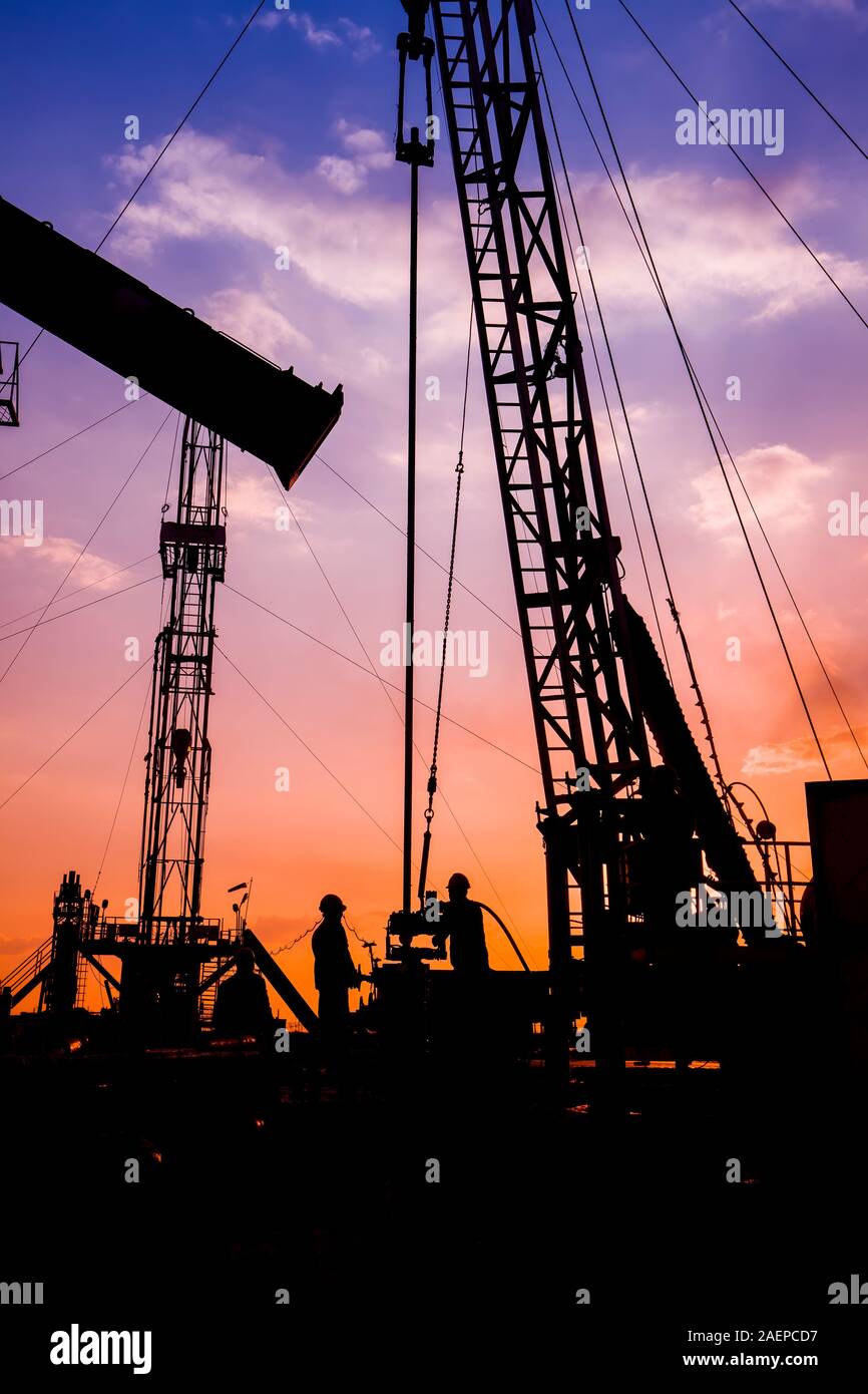 oil field, the oil workers are working Stock Photo - Alamy