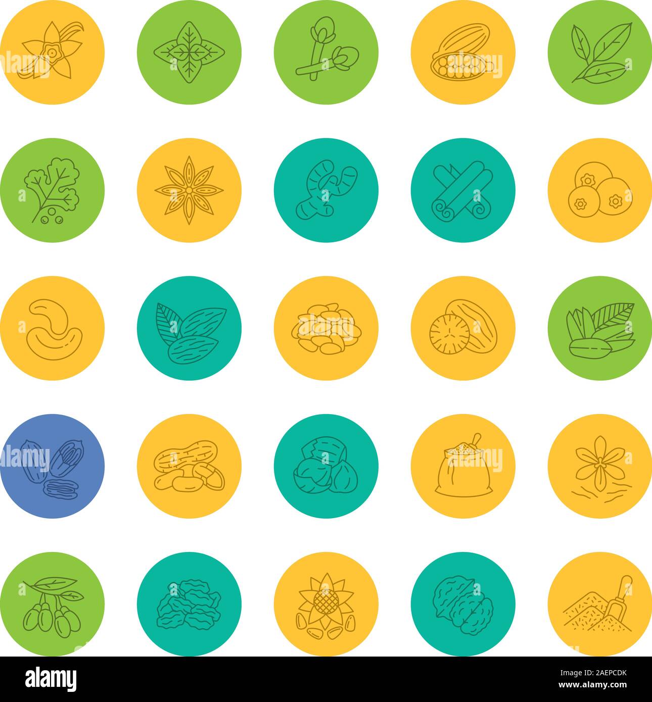 Spices linear icons set. Flavorings, seasonings. Thin line outline ...