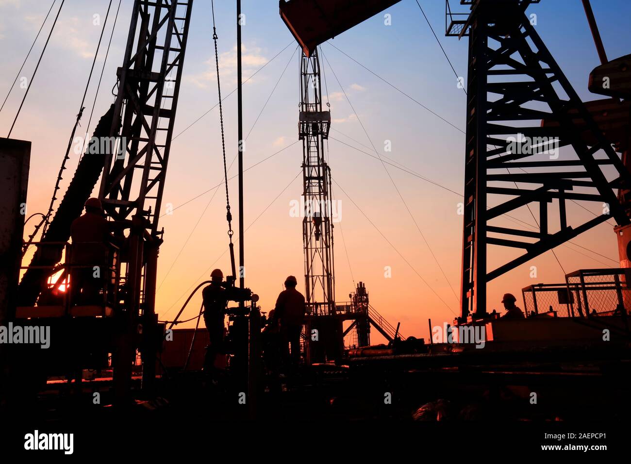 oil field, the oil workers are working Stock Photo - Alamy