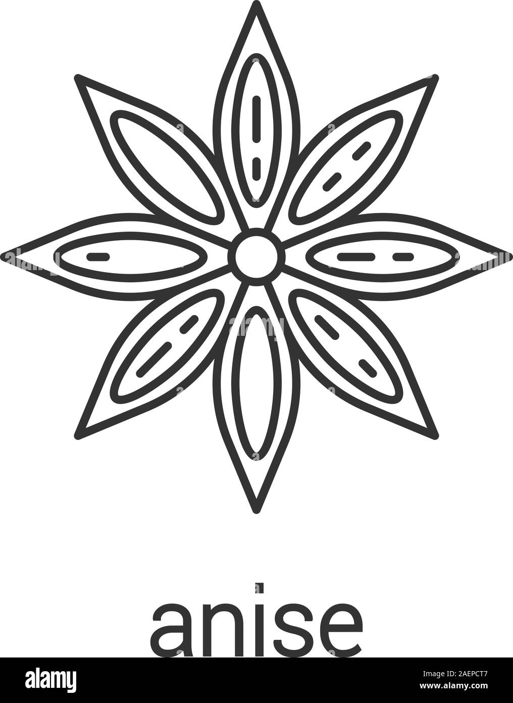 Anise linear icon. Thin line illustration. Flavoring, seasoning ...