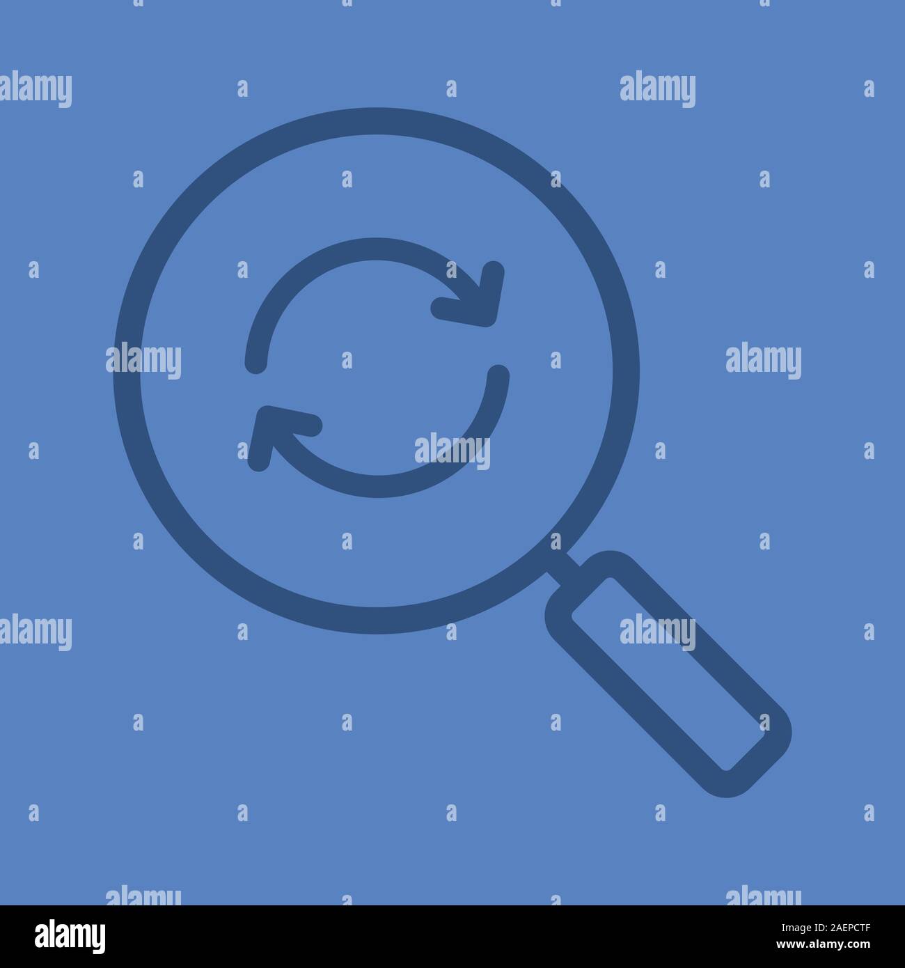 Refresh search linear icon. Magnifying glass with recycle arrows. Thick ...