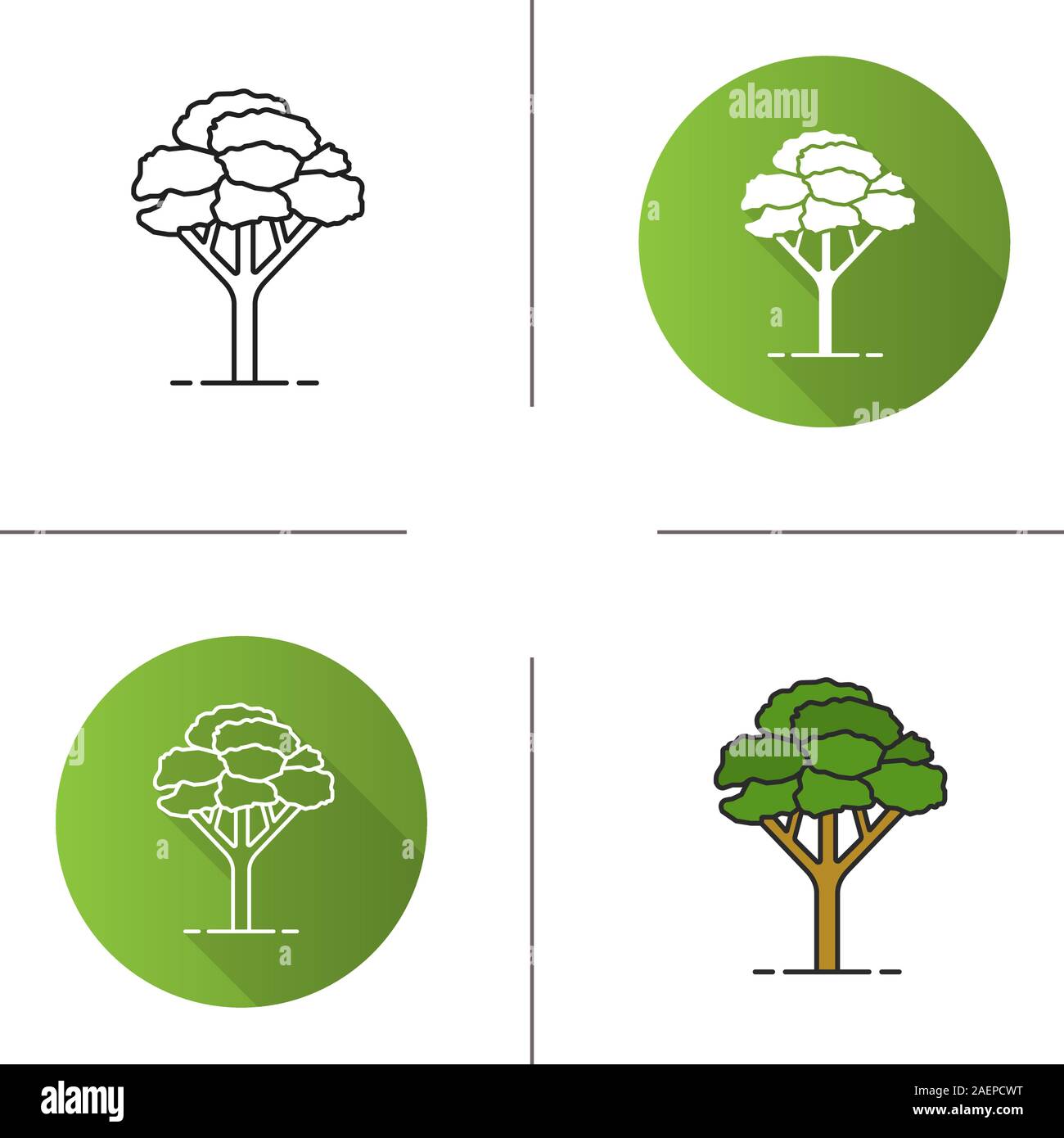 Maple tree icon. Flat design, linear and color styles. Isolated vector ...