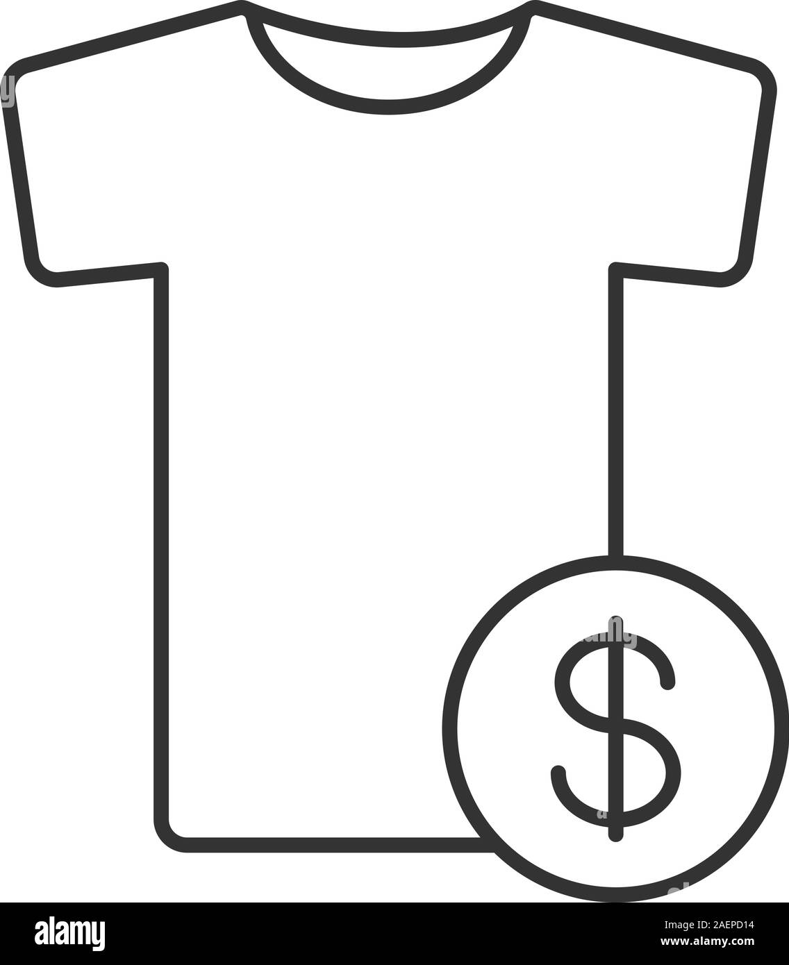 Buy clothes linear icon. Thin line illustration. T-shirt with dollar ...