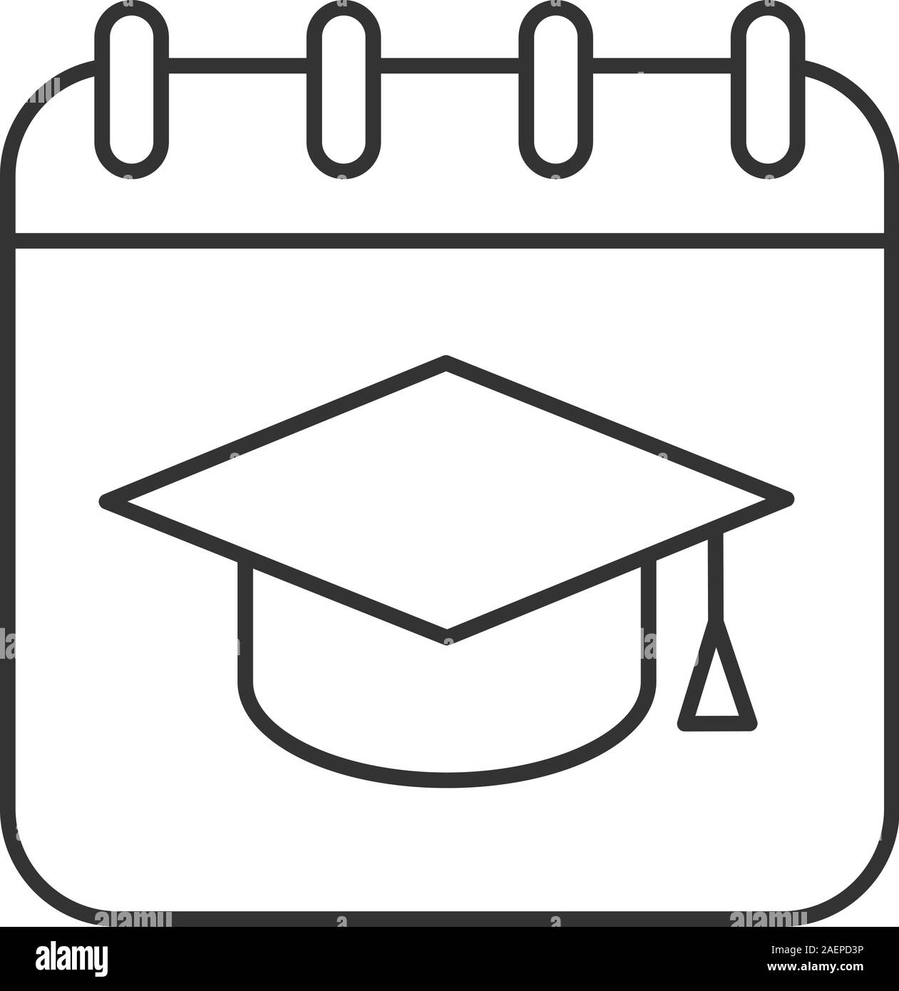 Graduation date linear icon. Thin line illustration. Calendar page with ...