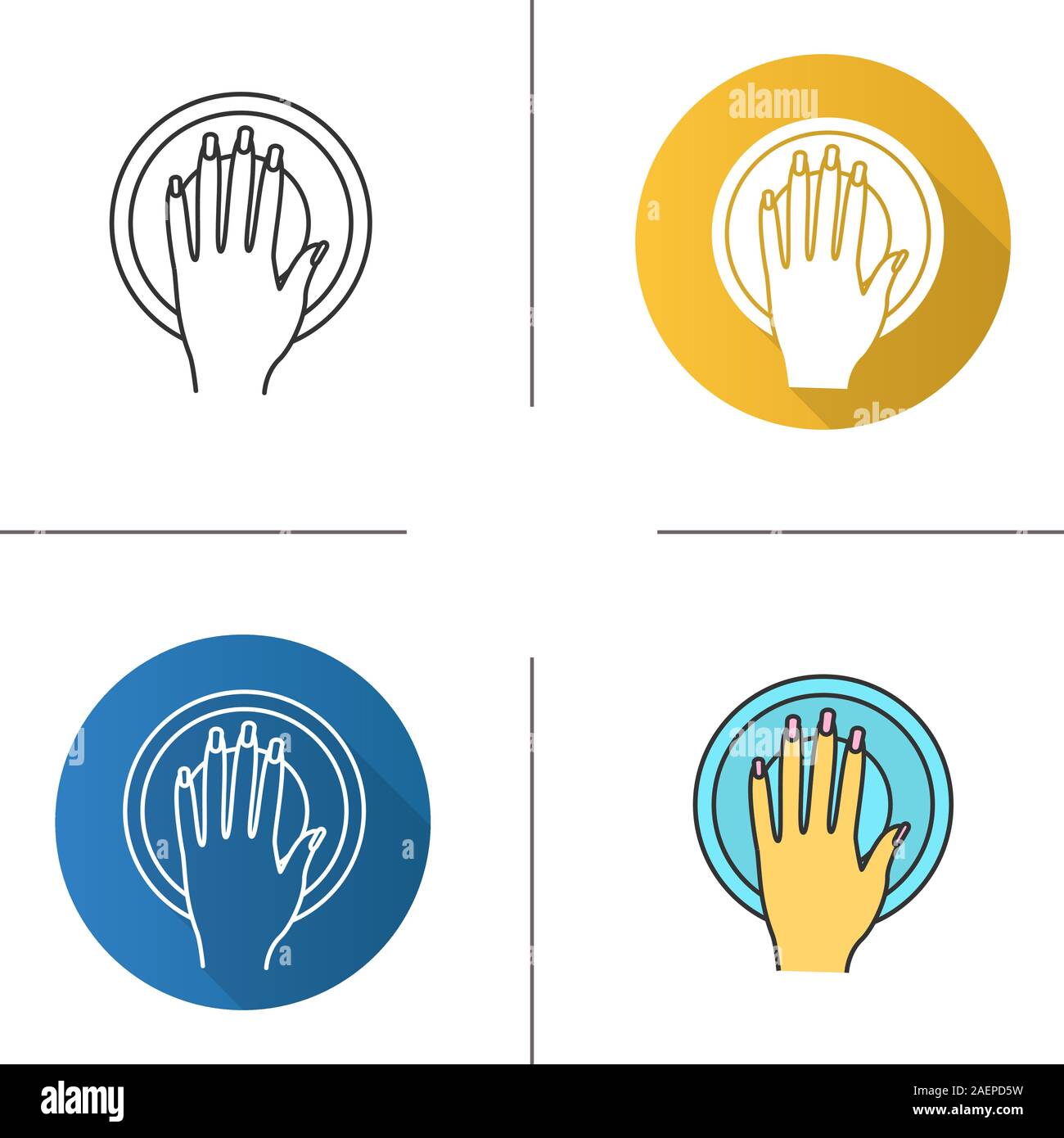 Manicure bowl icon. Flat design, linear and color styles. Woman's ...