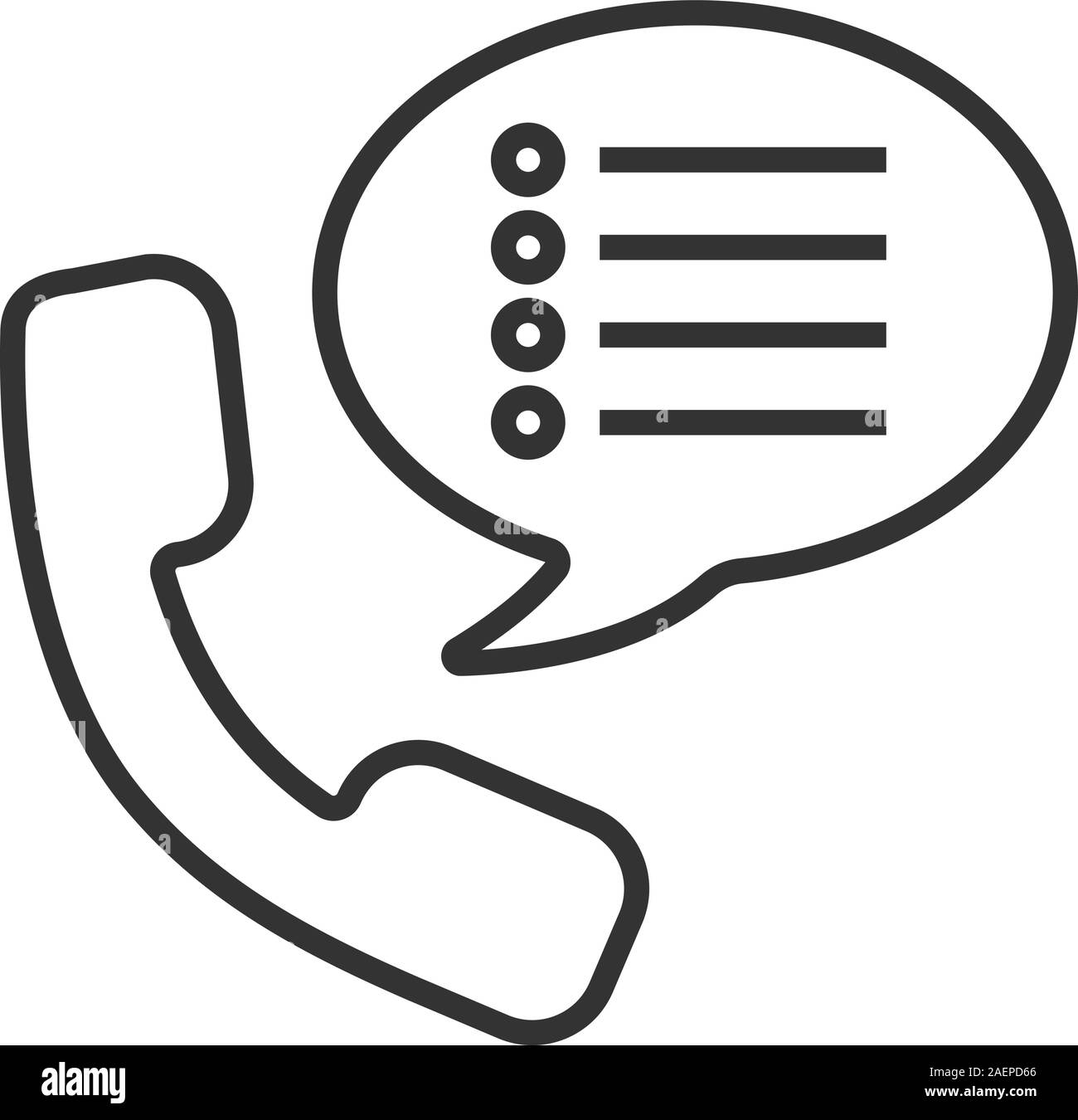 Phone settings linear icon. Thin line illustration. Handset with ...