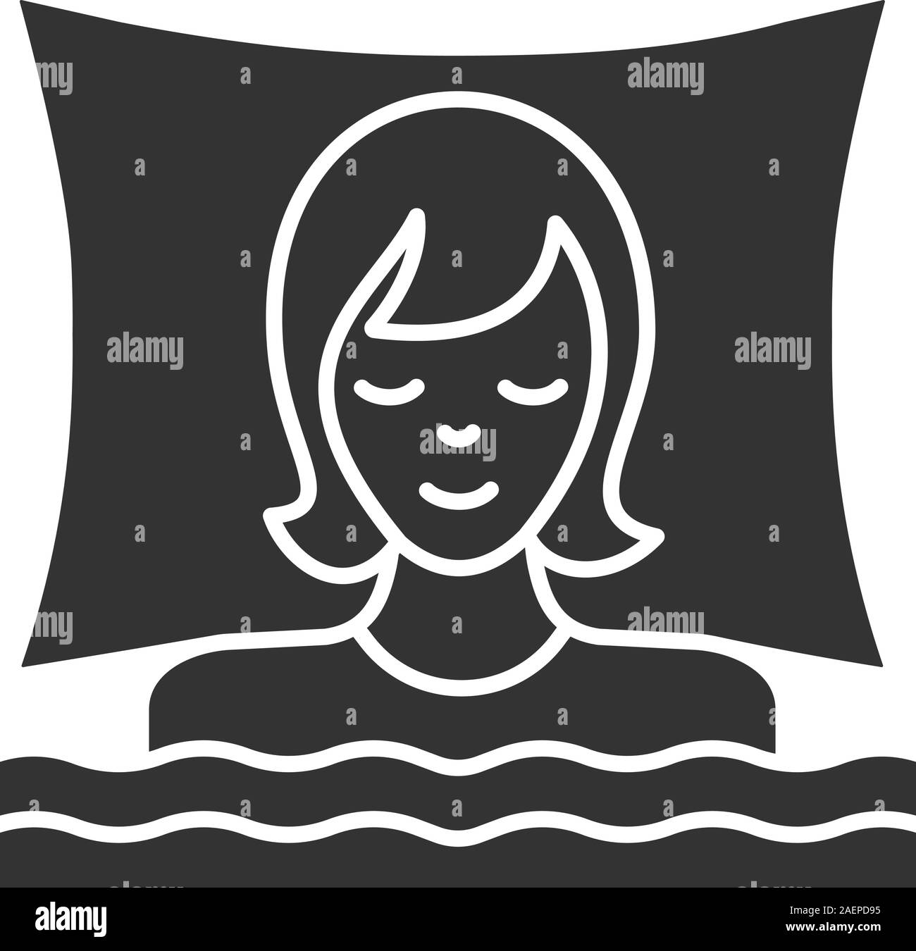 Sleeping woman glyph icon. Silhouette symbol. Night rest. Negative ...