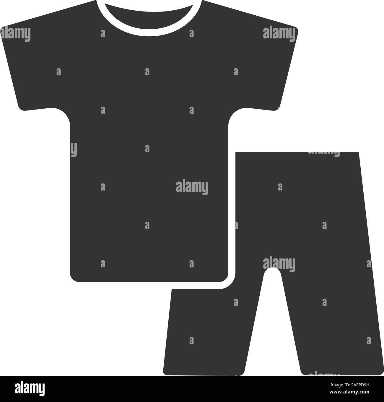 Nightwear glyph icon. Pajamas. Silhouette symbol. Shorts and t-shirt ...