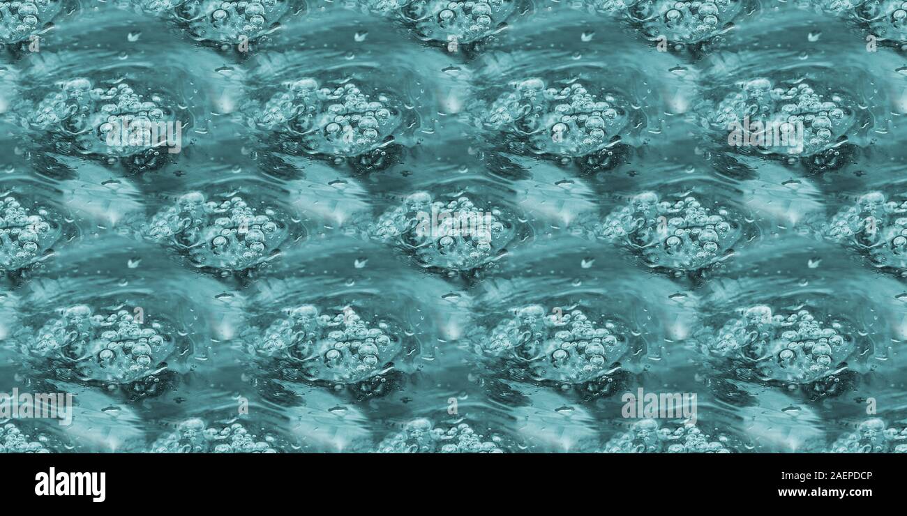 Blue boiling water with bubbles. Seamless horizontal background Stock ...