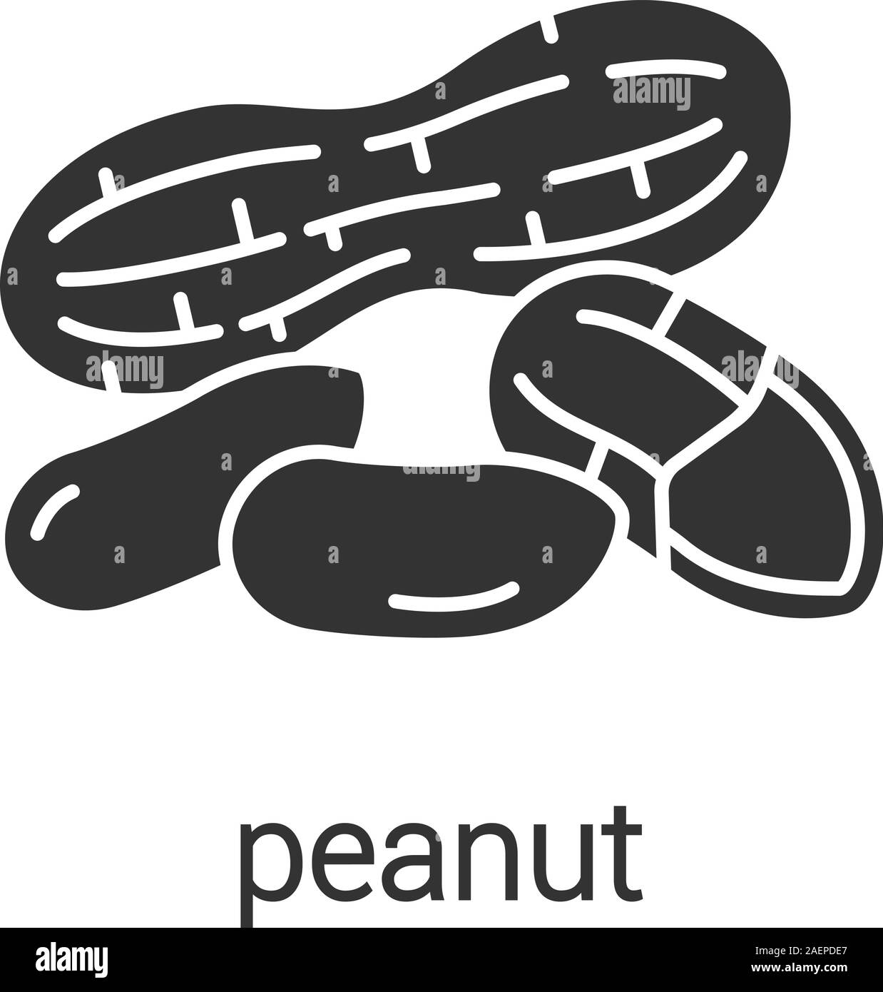 Peanut glyph icon. Silhouette symbol. Flavoring, seasoning. Negative ...