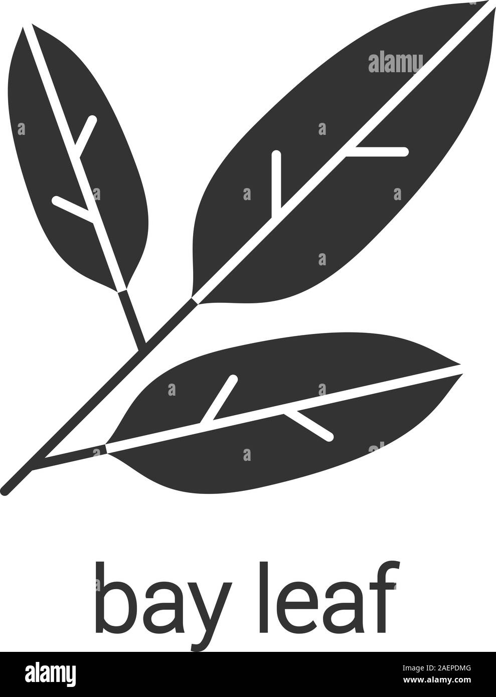 Bay leaves glyph icon. Silhouette symbol. Flavoring, seasoning ...