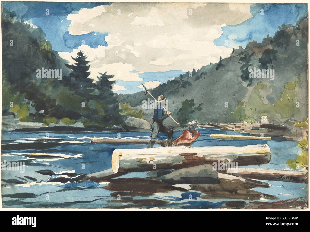 A painting by Winslow Homer from 1891-1892 depicting logging on the ...