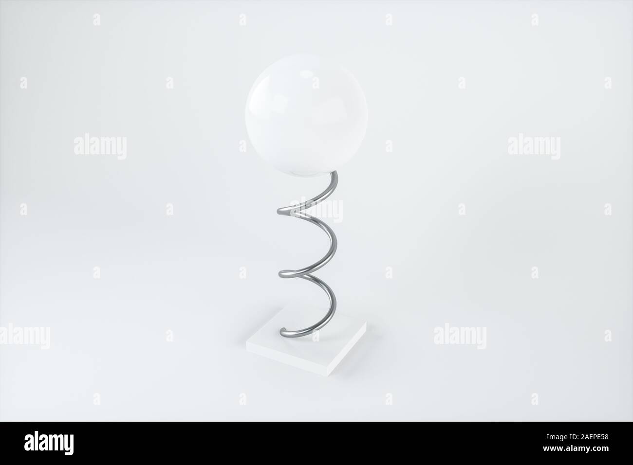 Polished balls are attached to springs, 3d rendering. Computer digital ...