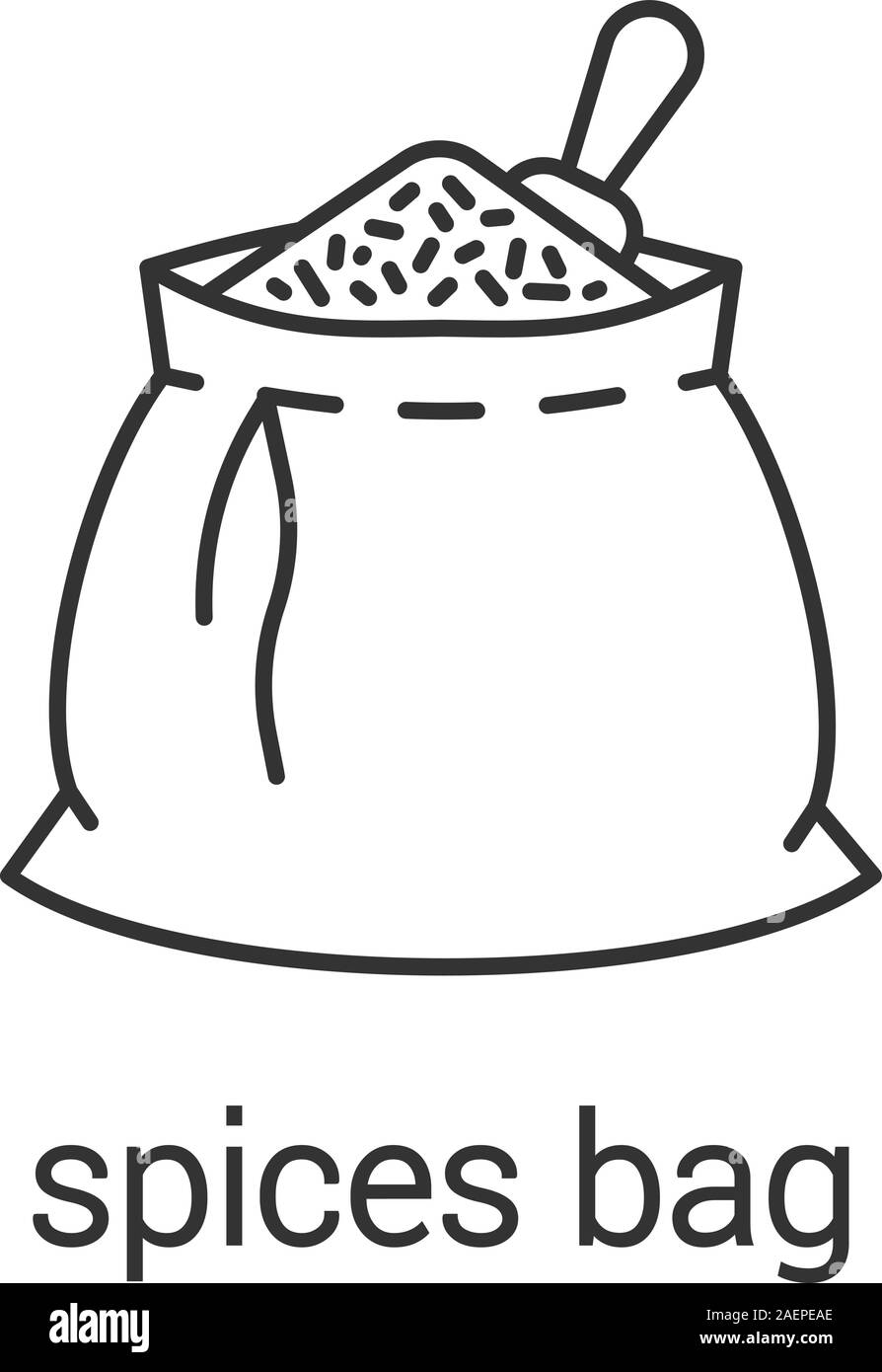 Spices bag linear icon. Thin line illustration. Bulk flavoring ...