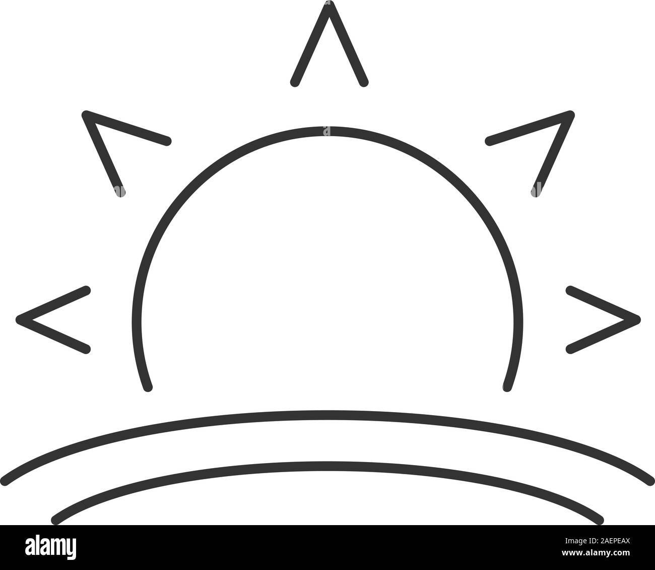 Rising sun linear icon. Morning. Thin line illustration. Dawn. Contour ...