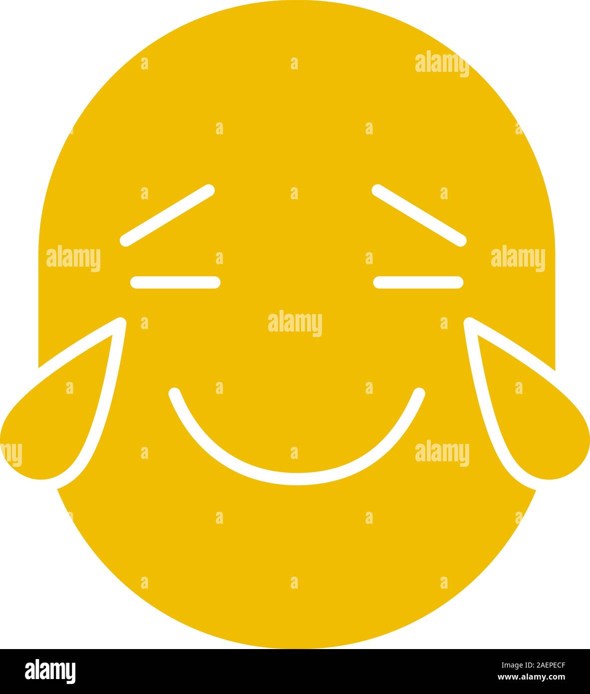 Smile with tears of joy glyph color icon. Happy crying emoticon ...