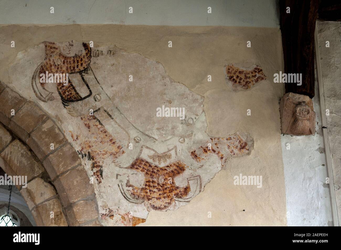 Medieval wall painting, St. John the Baptist Church, Oxenton ...