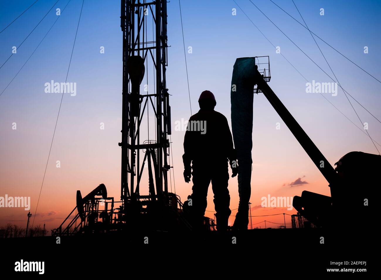 oil field, the oil workers are working Stock Photo - Alamy