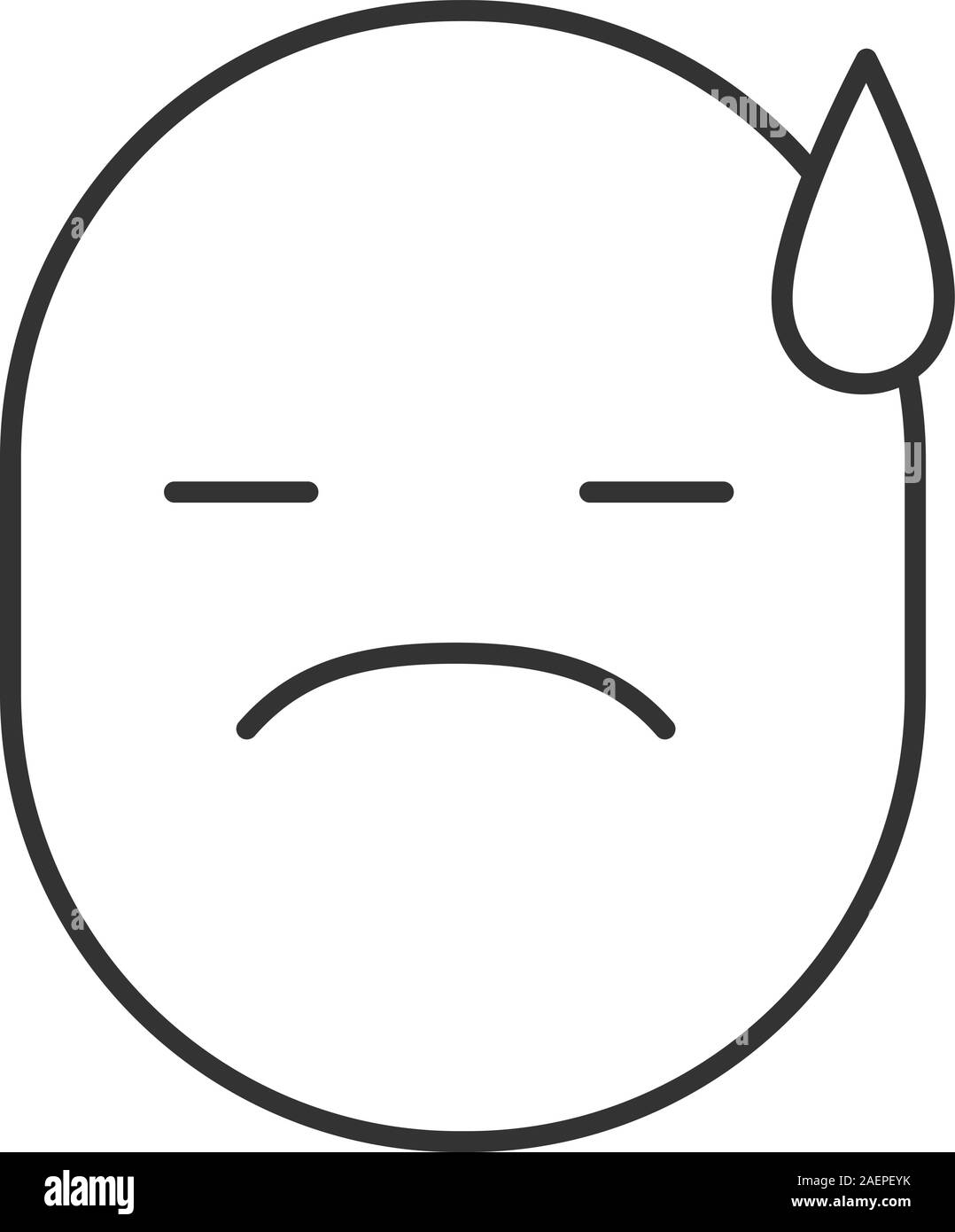 Face with cold sweat linear icon. Disappointed emoji. Thin line ...