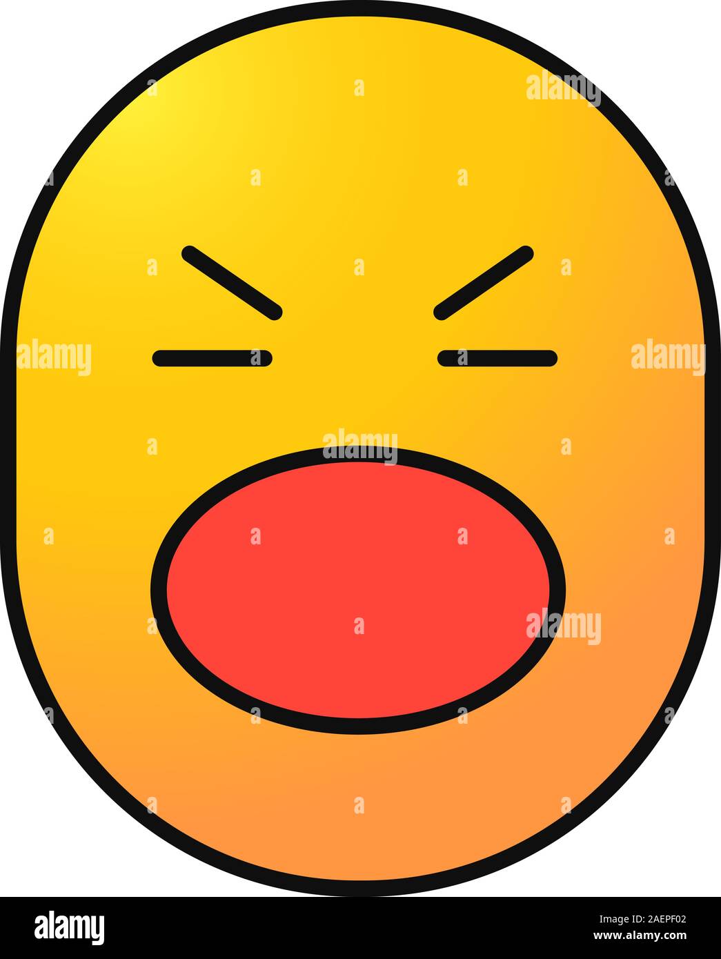 Screaming smile color icon. Face with open mouth and tightly closed ...