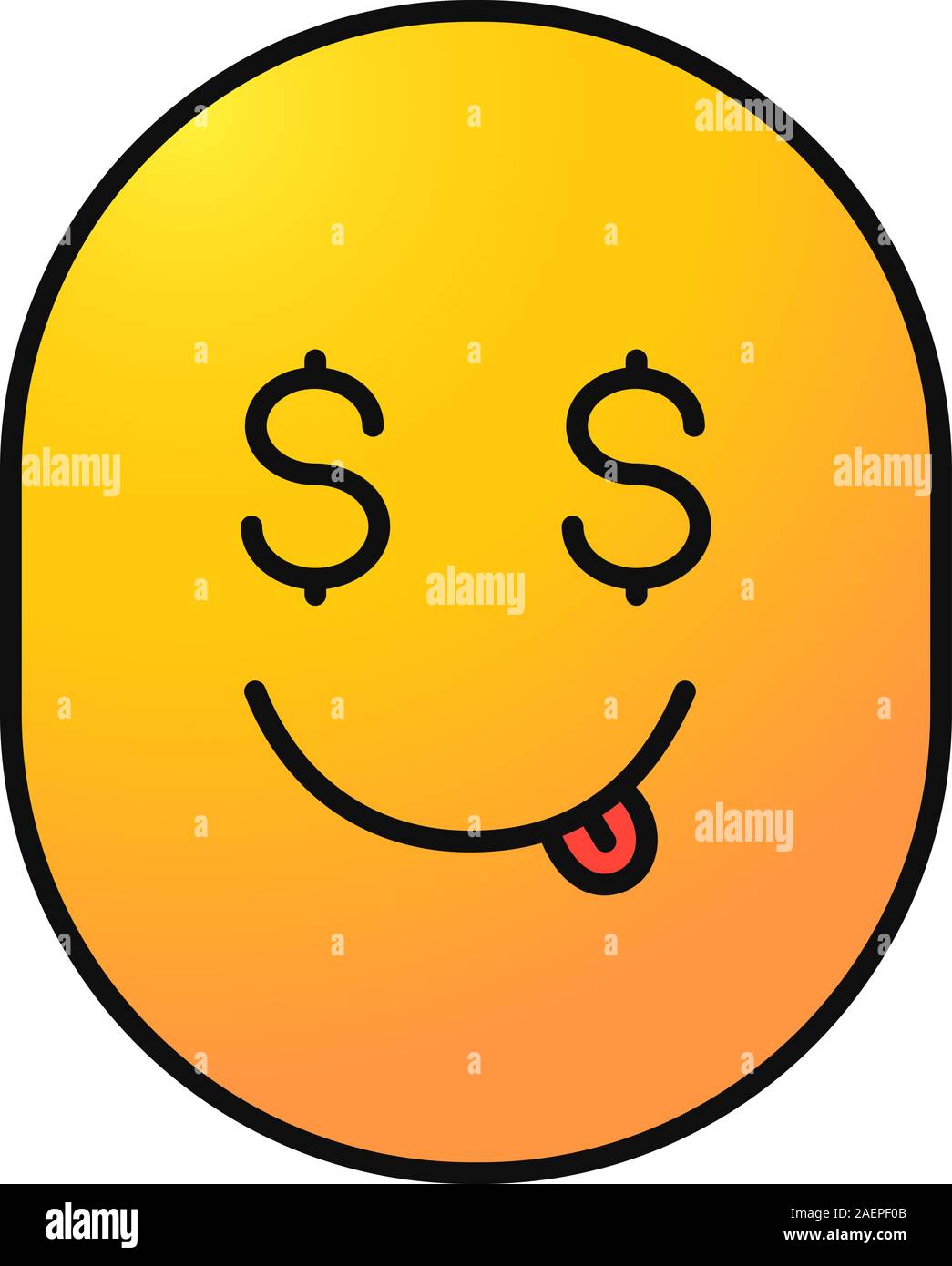 Greedy smile color icon. Yummy dollar emoji. Isolated vector ...