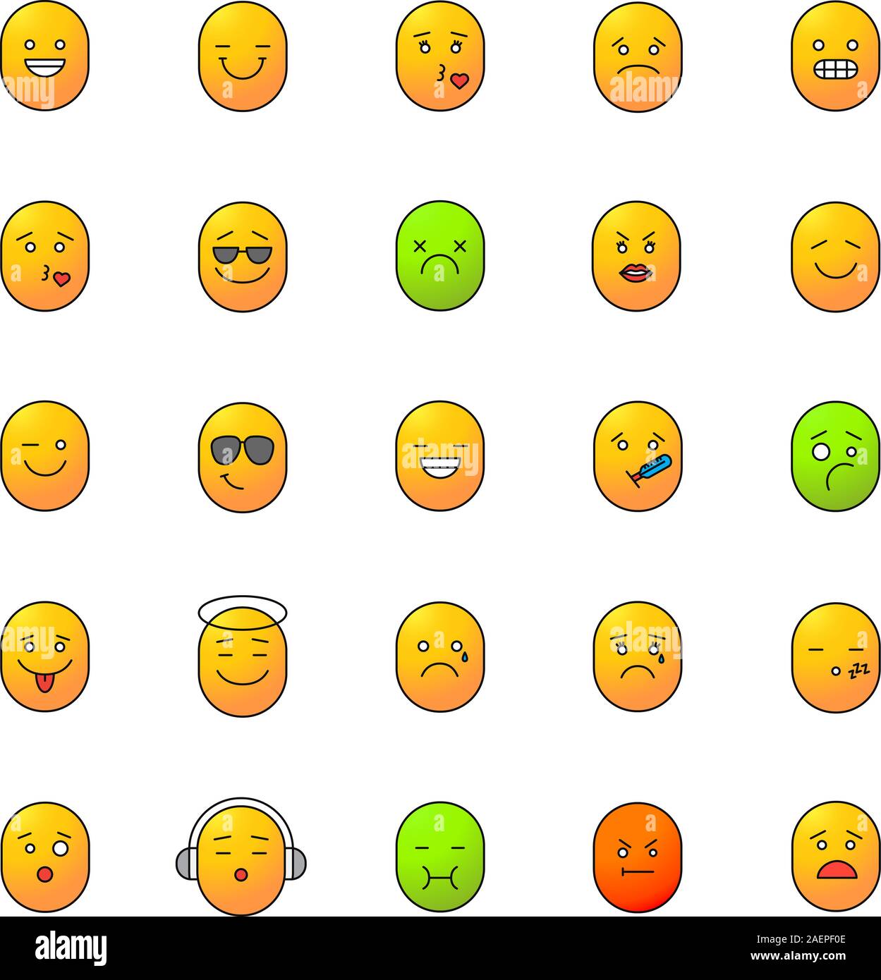 Smileys color icons set. Emoticons. Good and bad mood. Feelings ...
