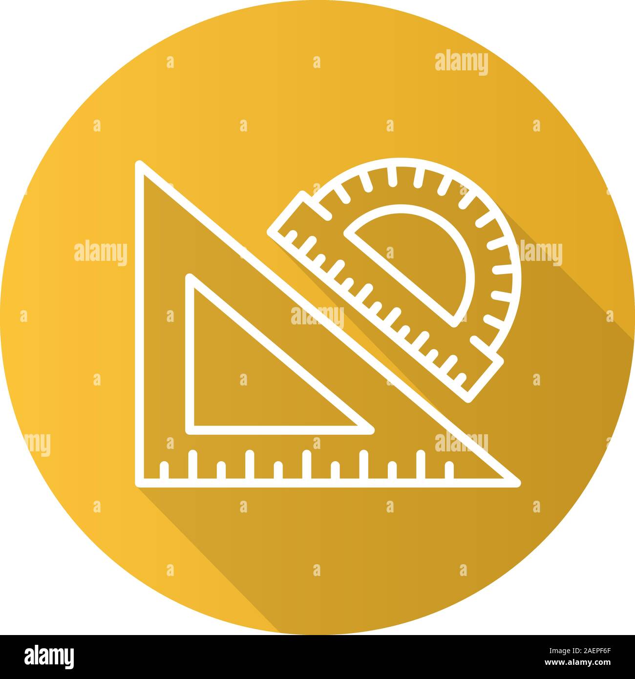 School rulers flat linear long shadow icon. Protractor and transparent ...