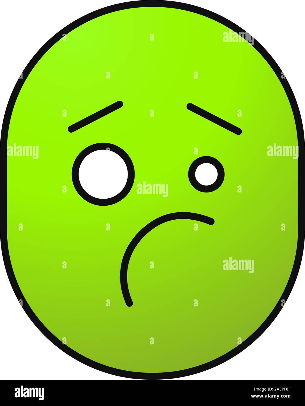 Confused upset smile color icon. Sceptical face. Isolated vector ...