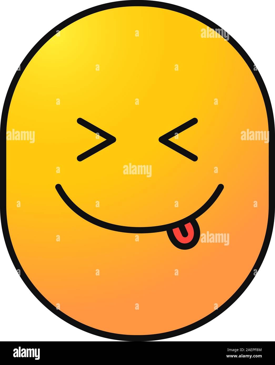 Yummy smile color icon. Silly, goofy, foolish face. Isolated vector ...