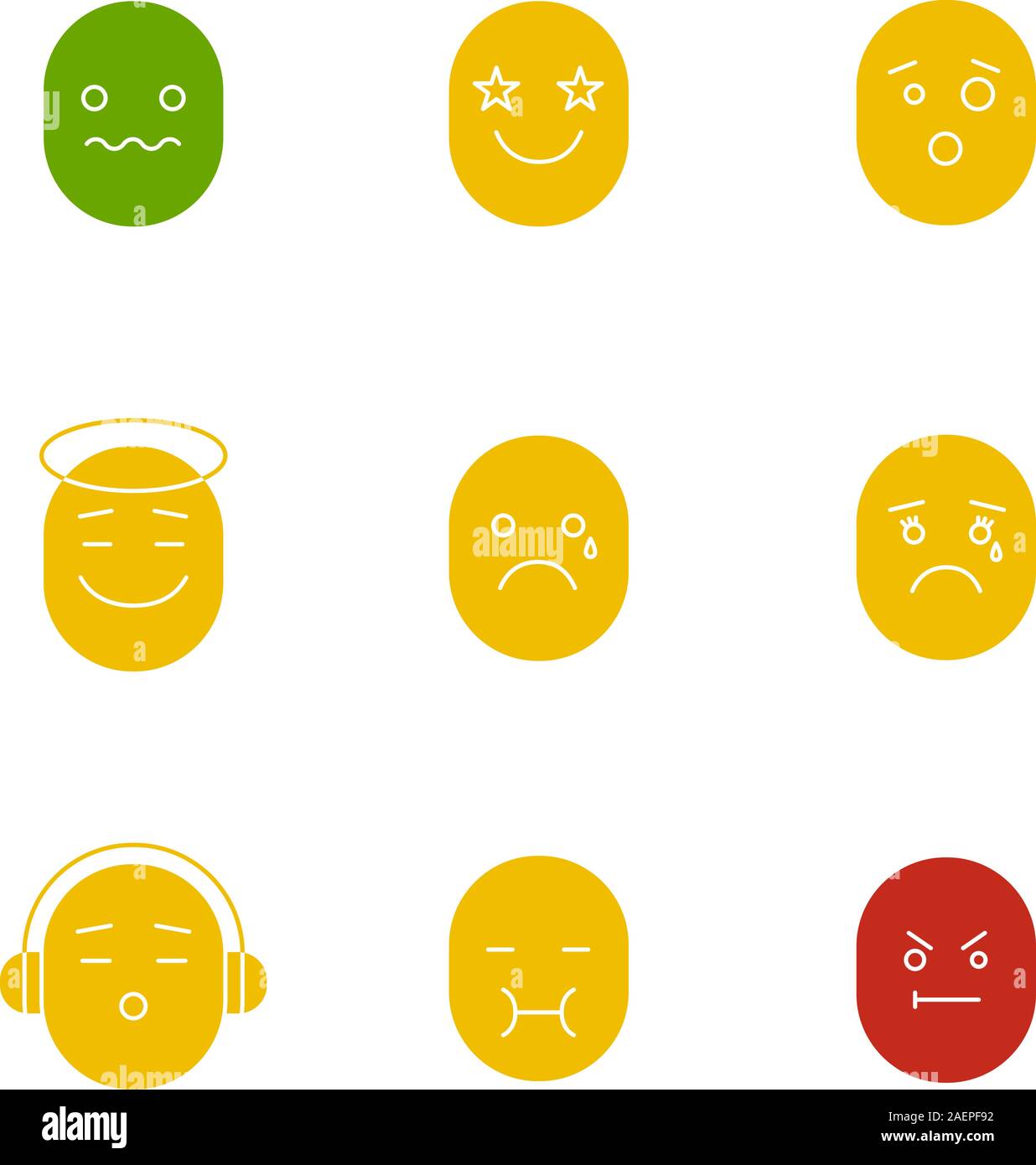 Smiles glyph color icon set. Silhouette symbols on white backgrounds ...