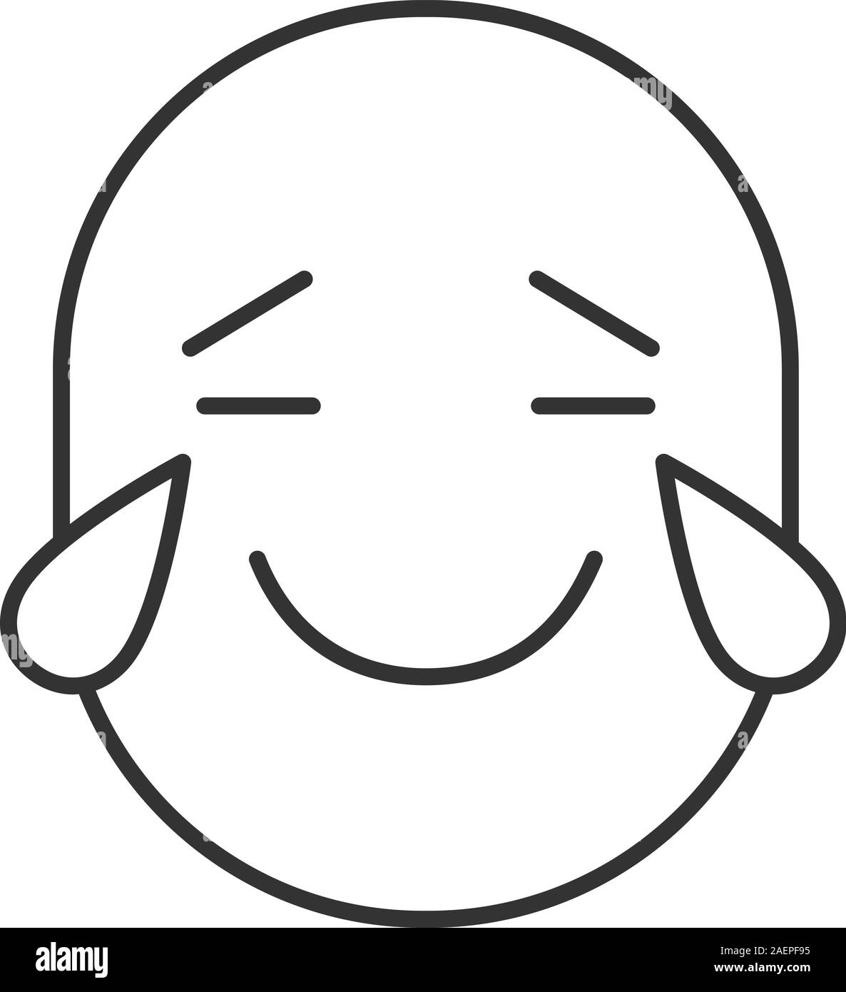 Smile with tears of joy linear icon. Thin line illustration. Happy ...
