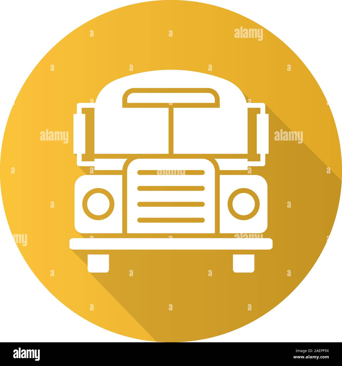 School bus flat design long shadow glyph icon. Vector silhouette ...
