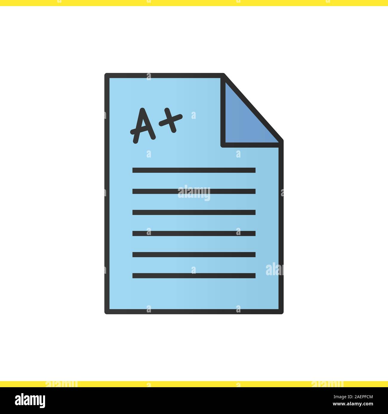 Test paper with excellent mark color icon. Isolated vector illustration ...