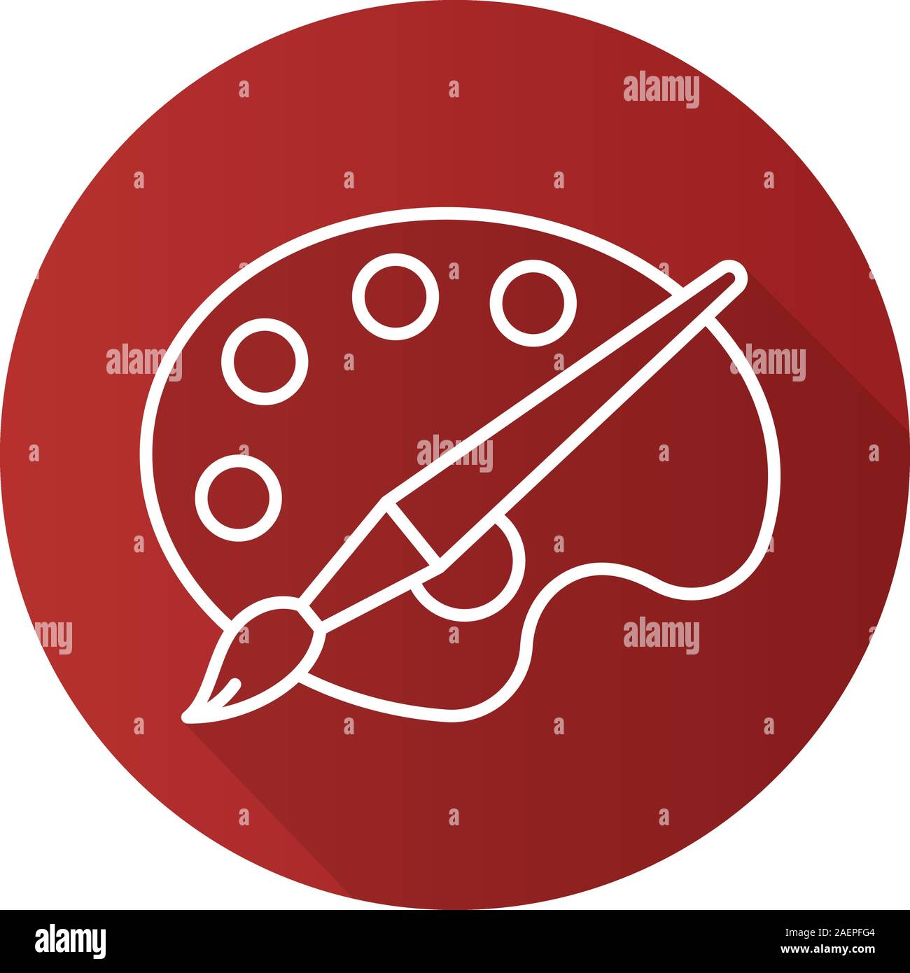 Palette with brush flat linear long shadow icon. Art school logo ...