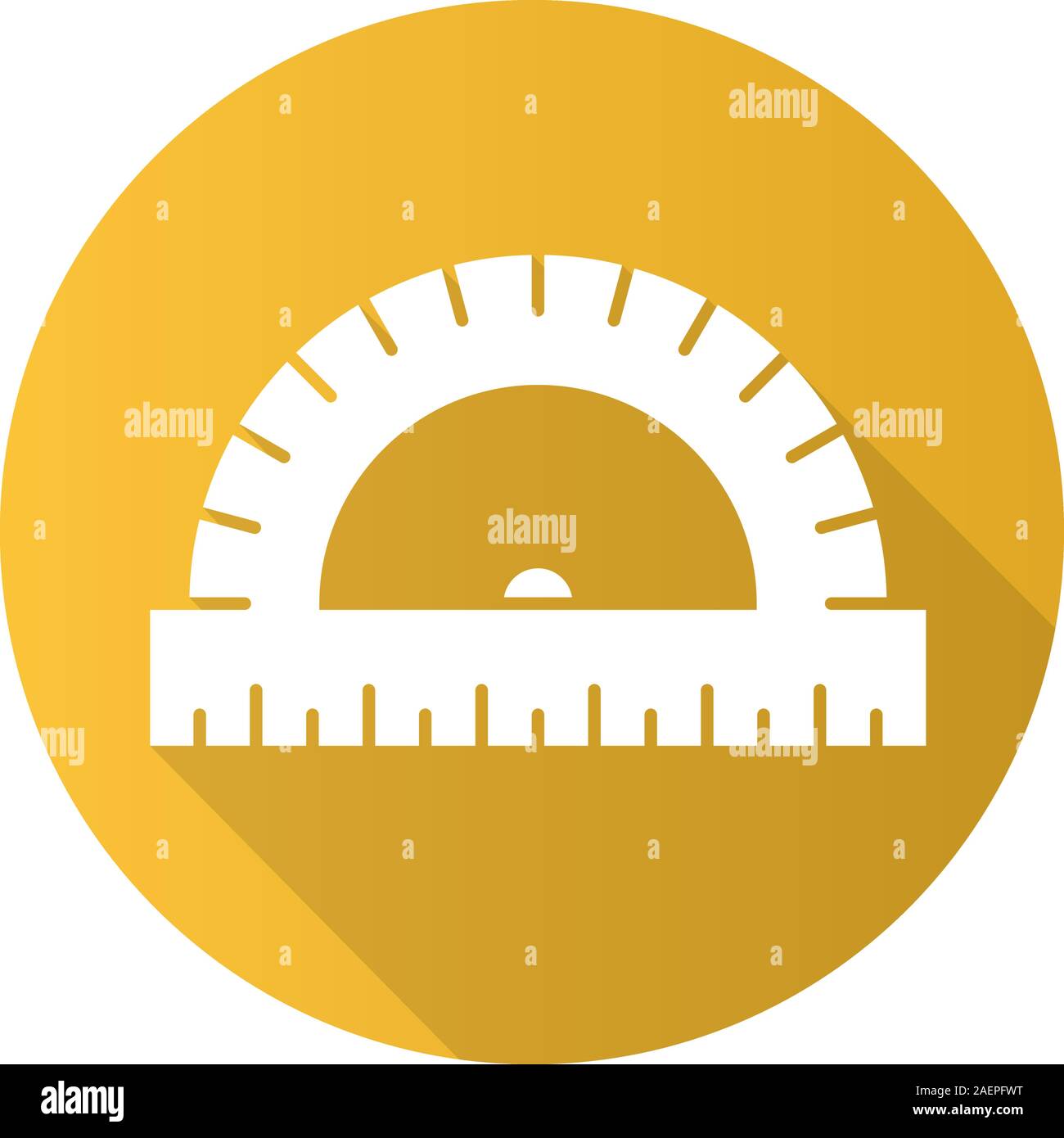 Protractor flat design long shadow glyph icon. School ruler. Vector ...