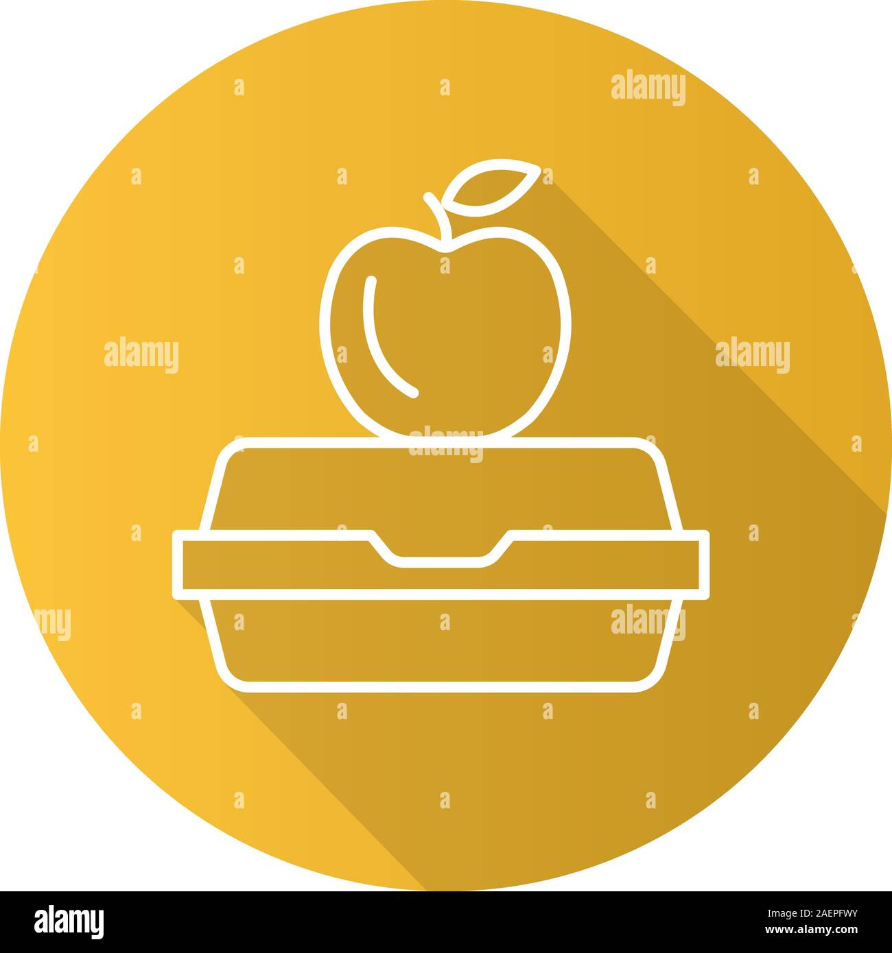 Lunchbox flat linear long shadow icon. Apple on lunch box. Vector ...