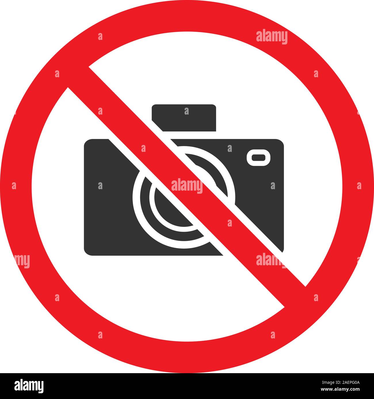 Forbidden sign with camera glyph icon. Stop silhouette symbol ...