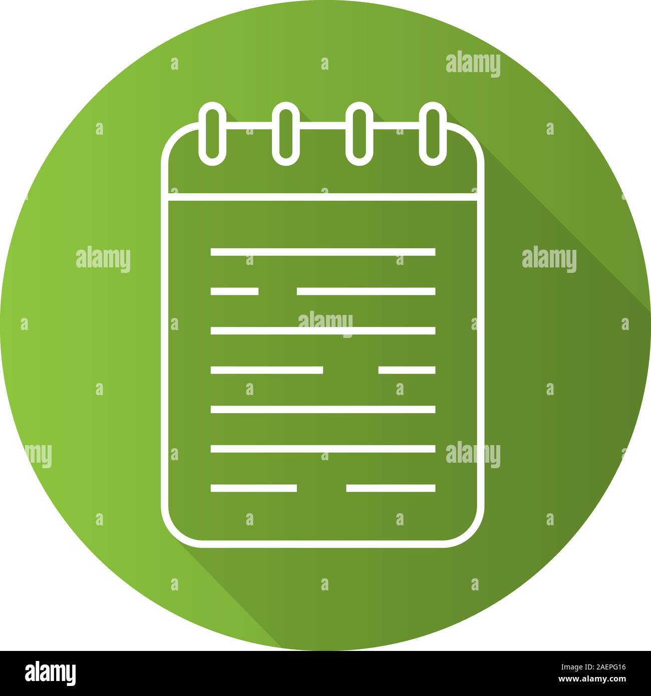 Notepad flat linear long shadow icon. Spiral notebook. Vector outline ...