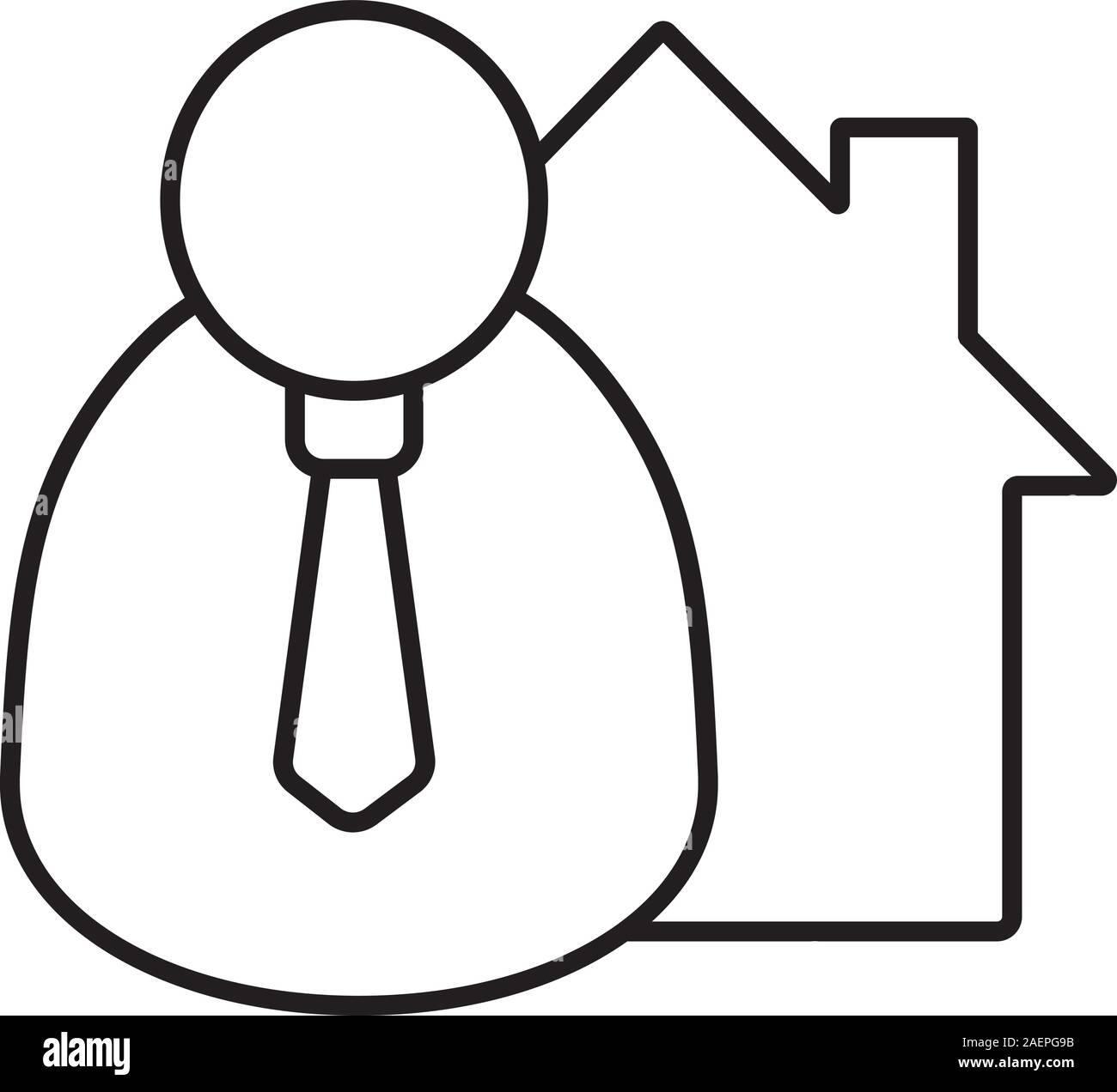 Broker, realtor linear icon. Thin line illustration. Real estate market ...