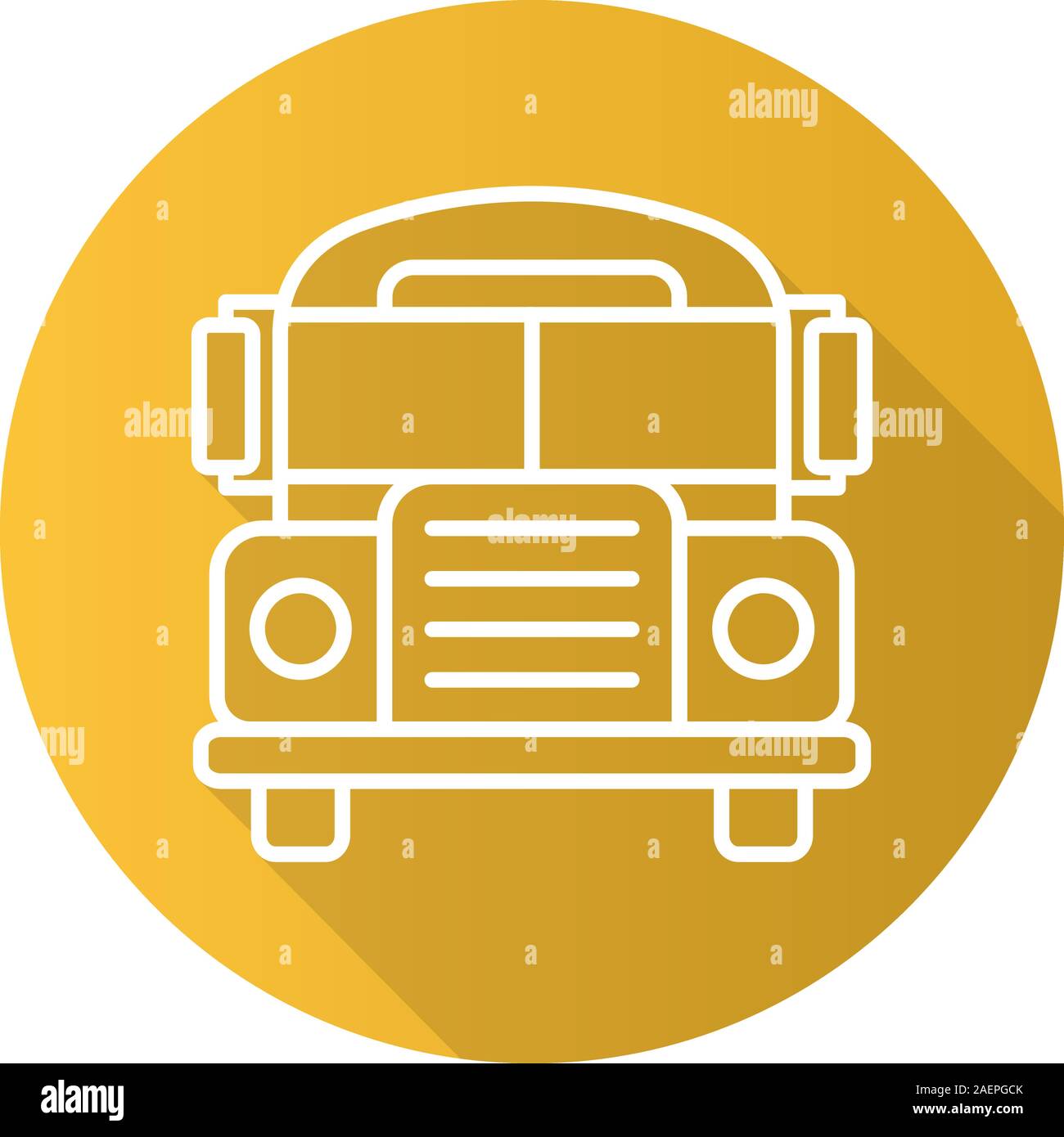 School bus flat linear long shadow icon. Vector outline symbol Stock ...