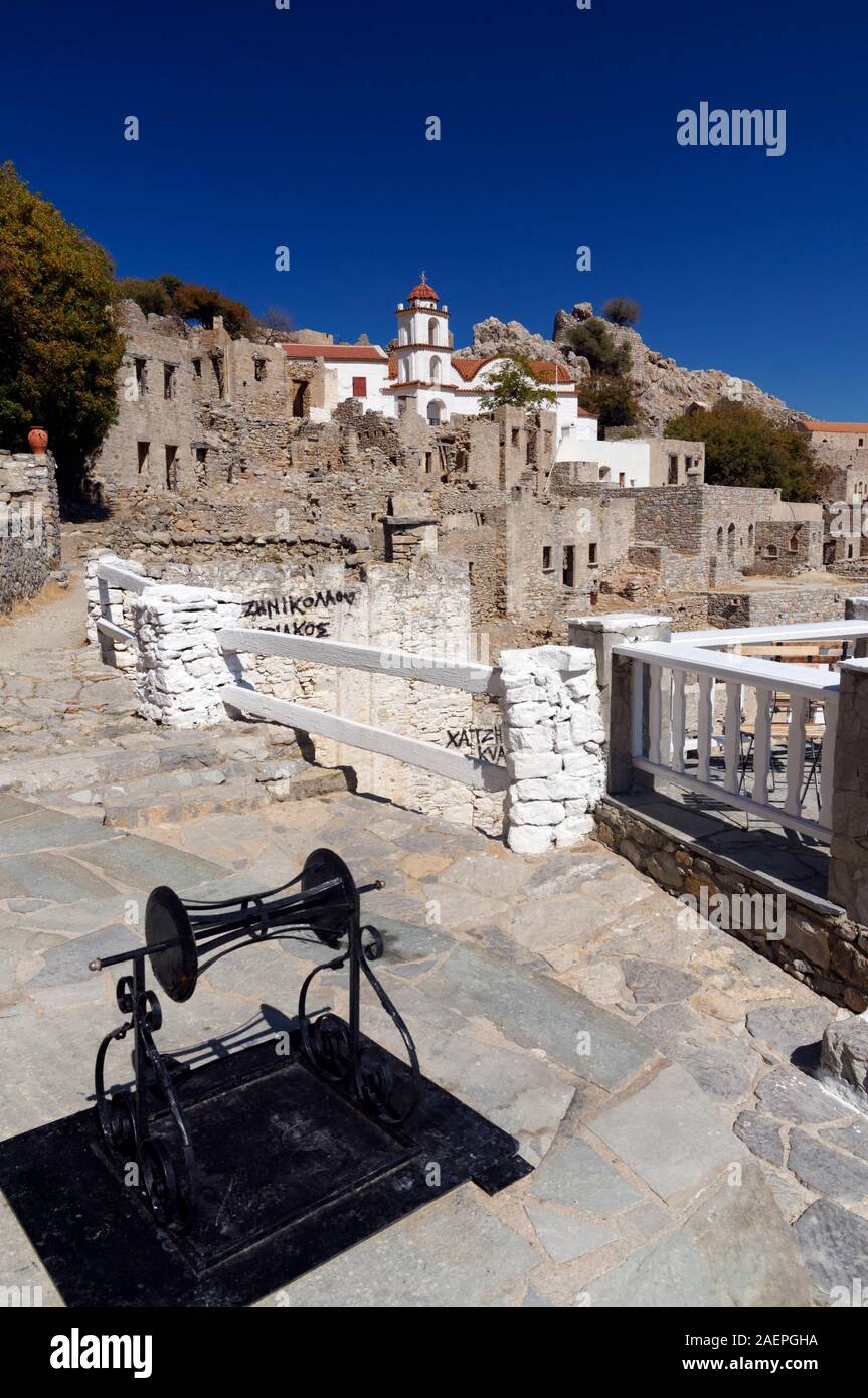 The abandoned village of Mikro Horio, Tilos, Dodecanese islands ...