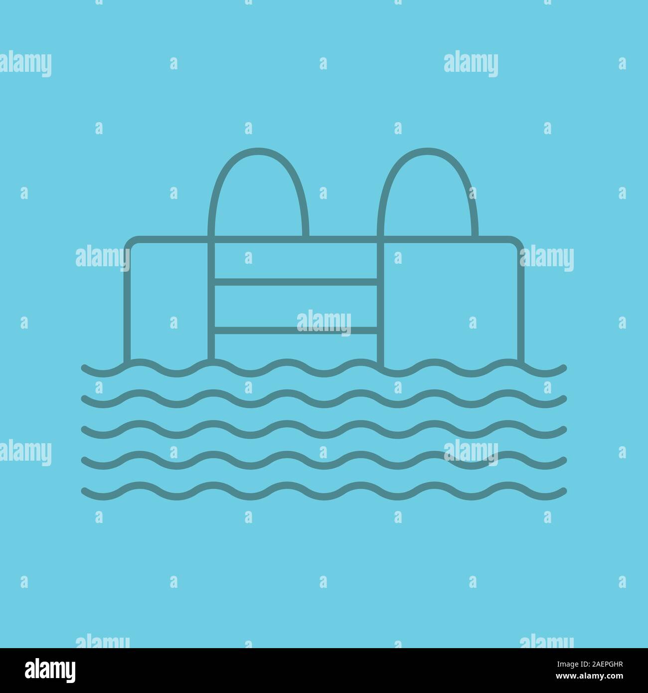 Swimming pool linear icon. Thin line outline symbols on color ...