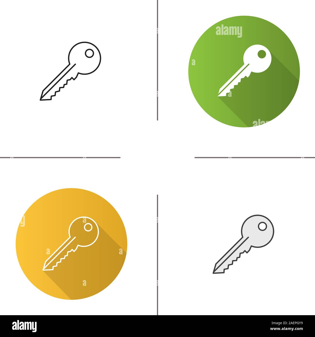 Key icon. Flat design, linear and color styles. Isolated vector ...