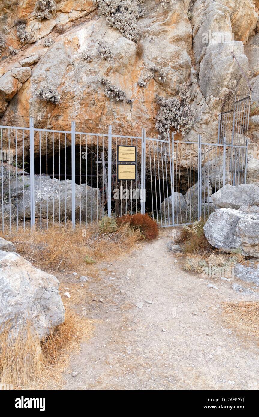 Harkadio Cave where remains of Dwarf Elephants were discovered, Tilos ...