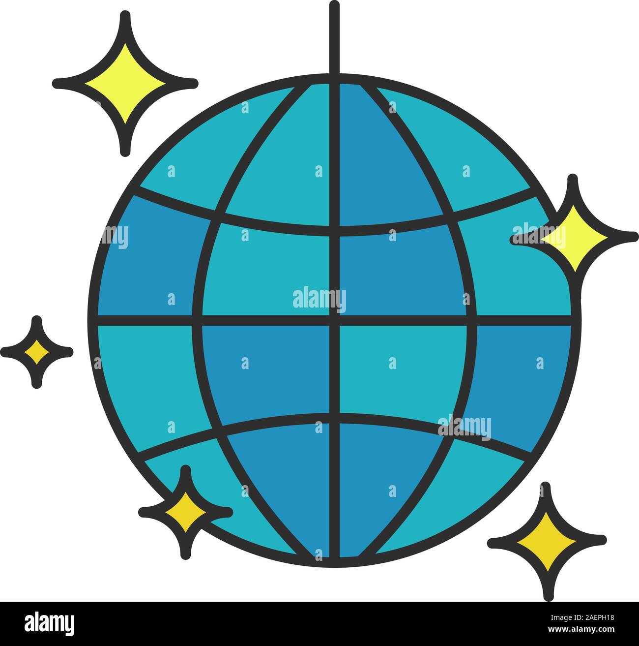 Disco ball color icon. Isolated vector illustration Stock Vector Image ...