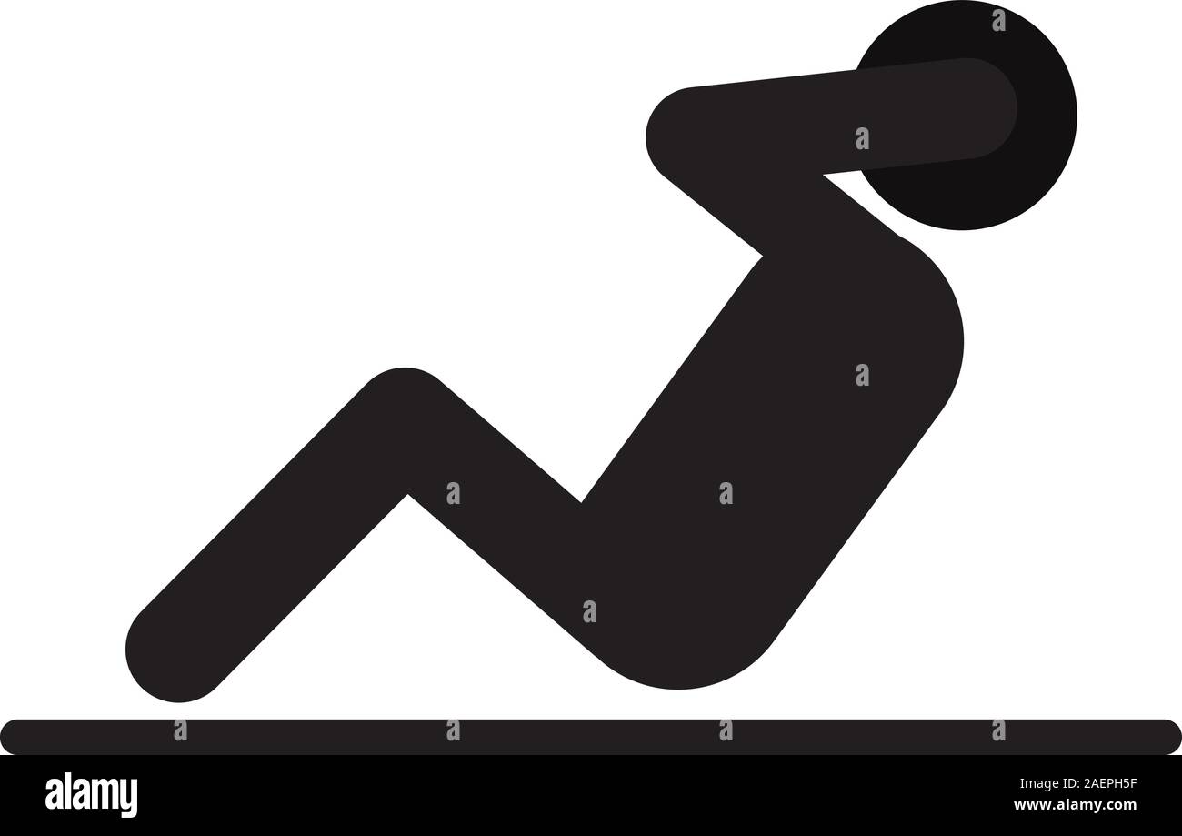 Man doing sit up, crunches silhouette icon. Sports. Isolated vector ...