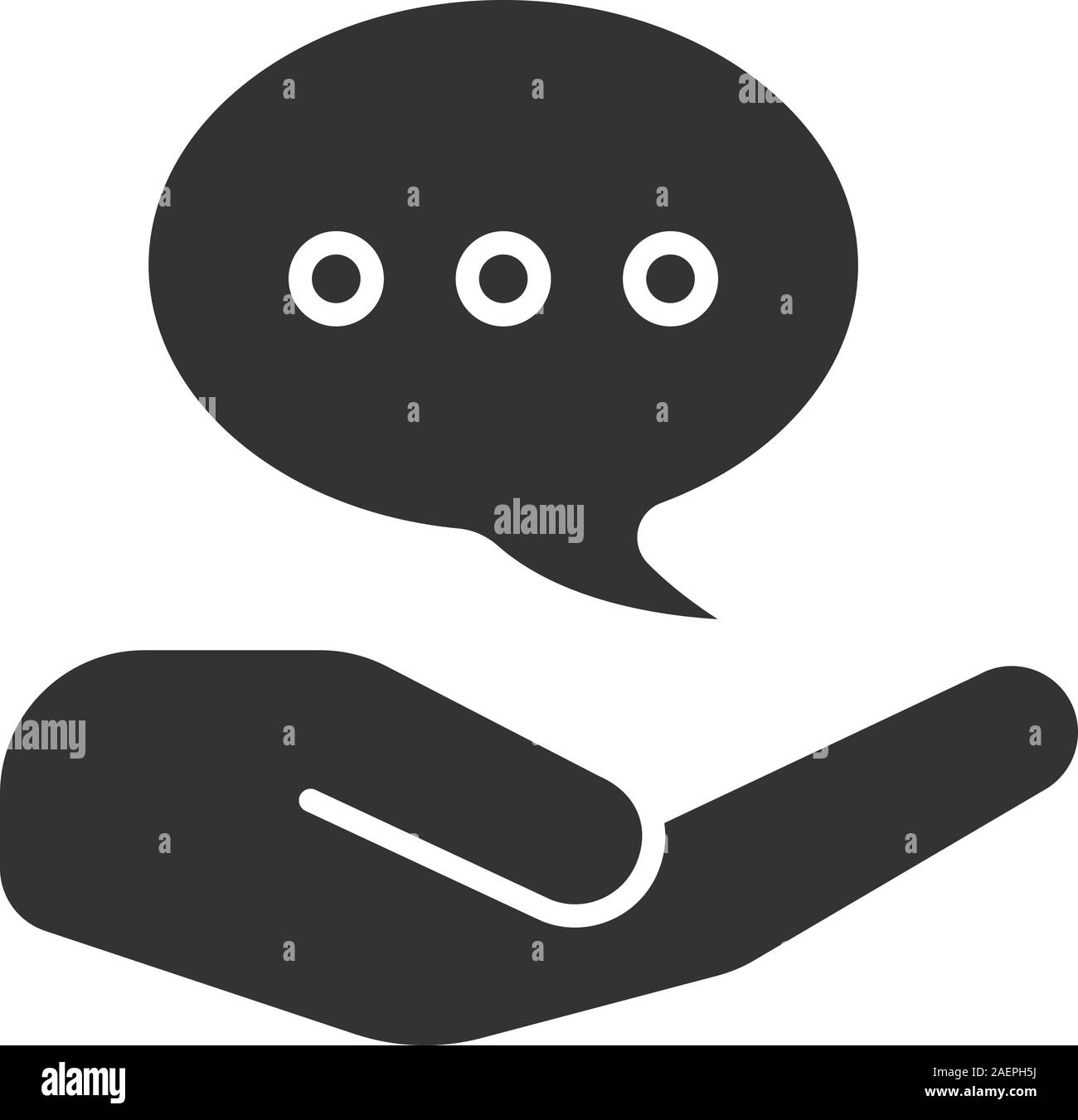 Open hand with speech bubble glyph icon. Silhouette symbol. Free ...